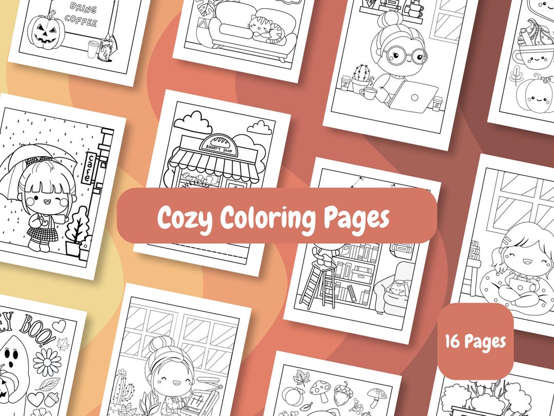 Coloring Pages for Adults Cute and Cozy Coloring Pages Simple Line Art ...