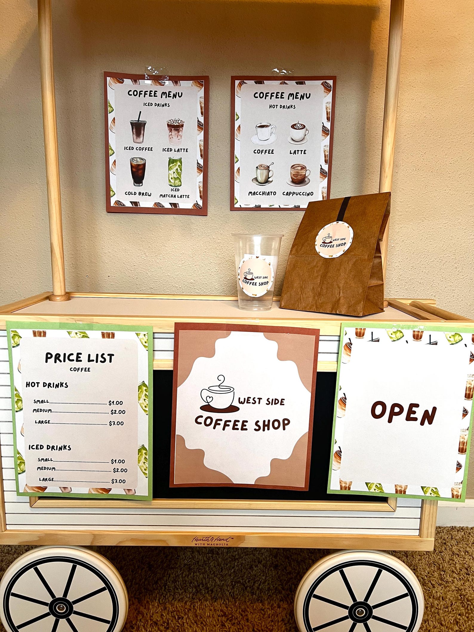 Pretend Coffee Shop Dramatic Play Printable | Play Kitchen Coffee Shop ...