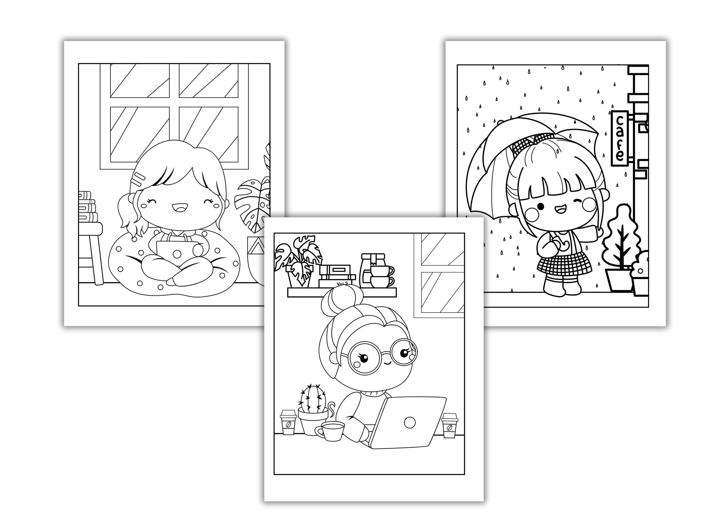 Cute Fall Coloring Bundle Simple Line Art Coloring Pages Cozy Coloring ...