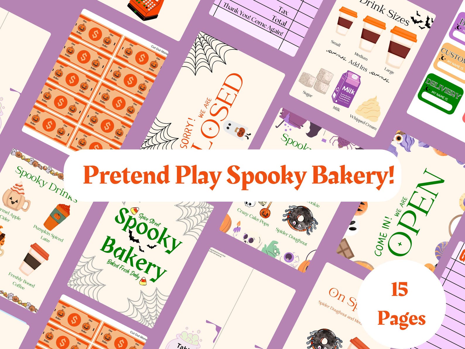 Pretend Spooky Bakery Set for Kids Printable - Etsy