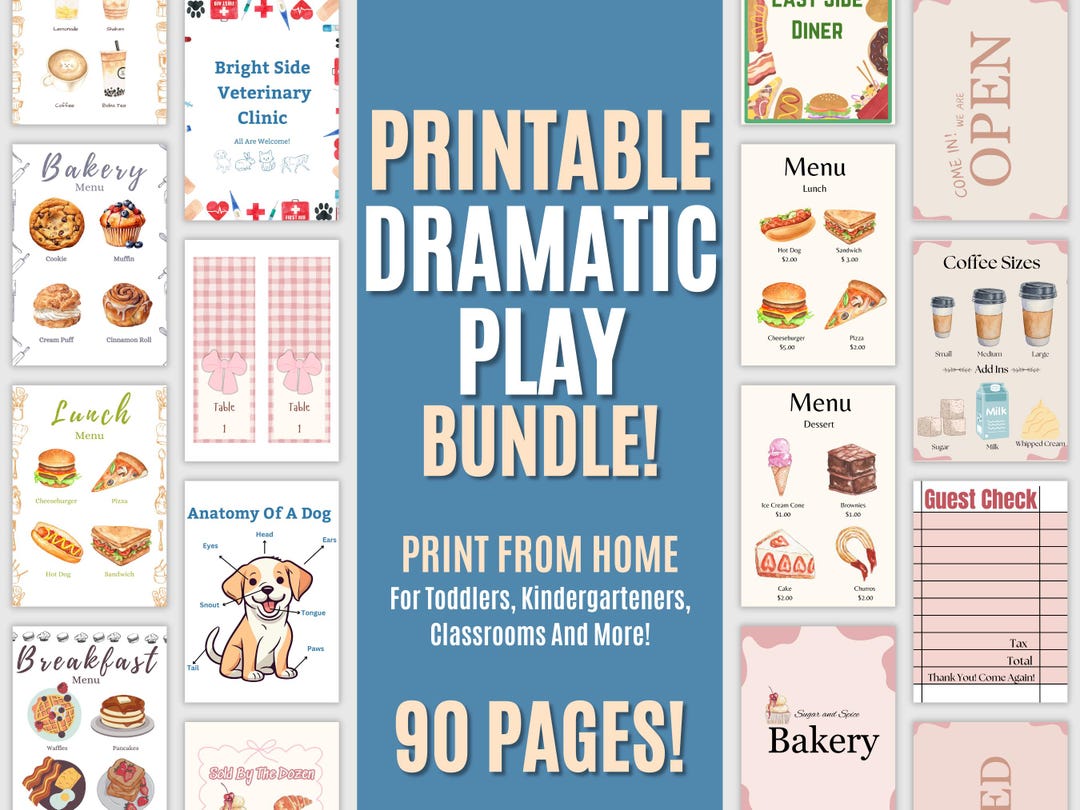 Pretend Play Printable Bundle | Dramatic Play Activities | Screen Free ...