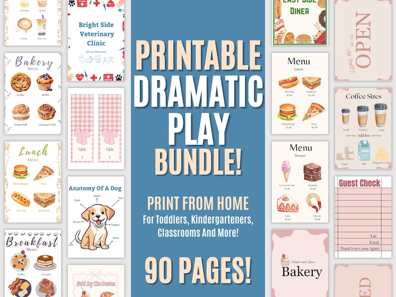 Pretend Play Printable Bundle | Dramatic Play Activities | Screen Free ...