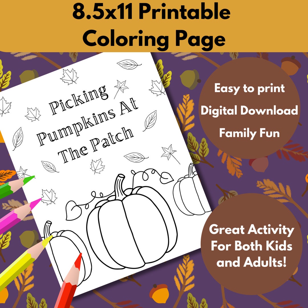 Cute Pumpkin Coloring Page Printable Instant Download - Etsy