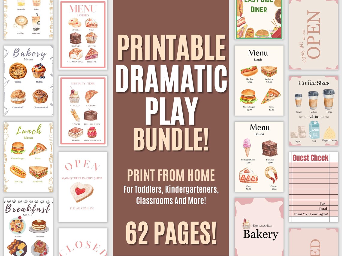 Dramatic Play Printable for Kids Pretend Play Center Printable Bakery ...