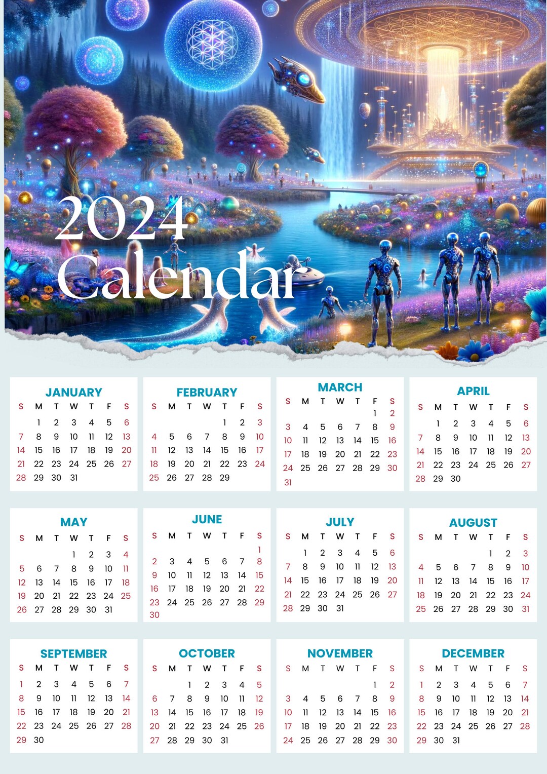 Poster Calendar 2024 Osirizyah Fairy World 001L1P118 - Etsy
