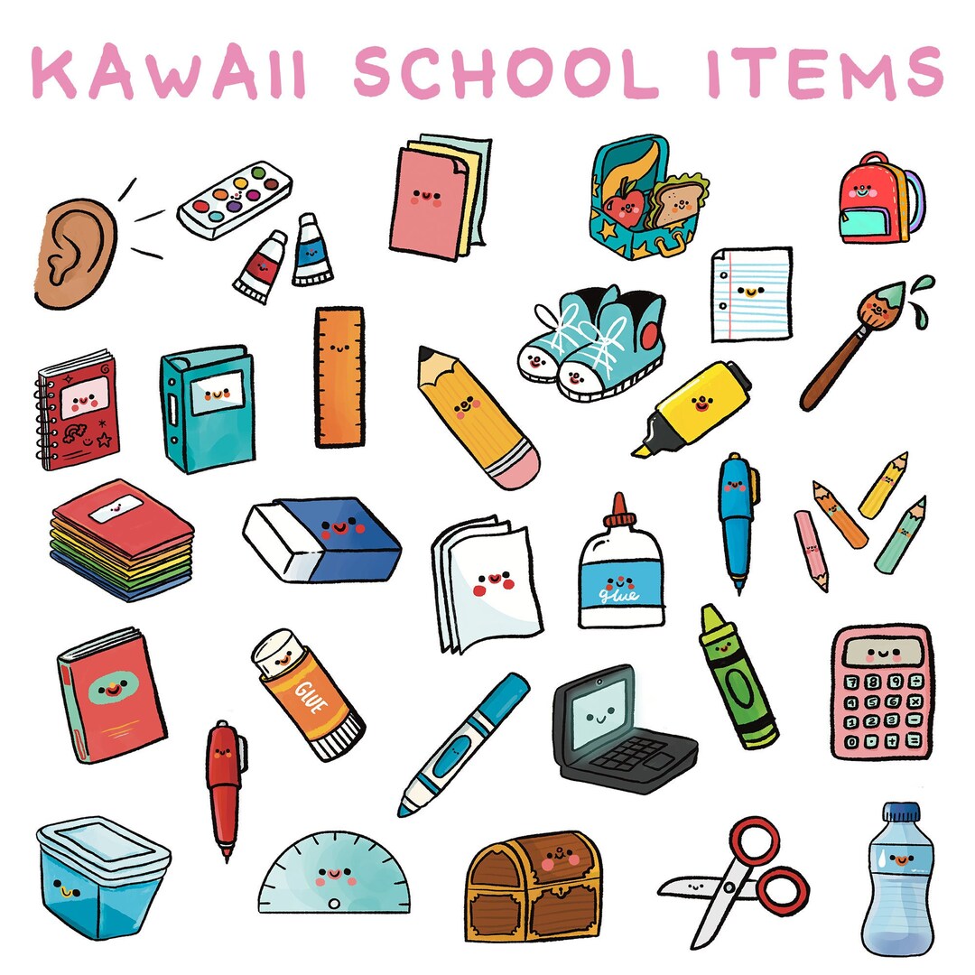 31 Kawaii Cute Printable School Items Digital Download Printable ...
