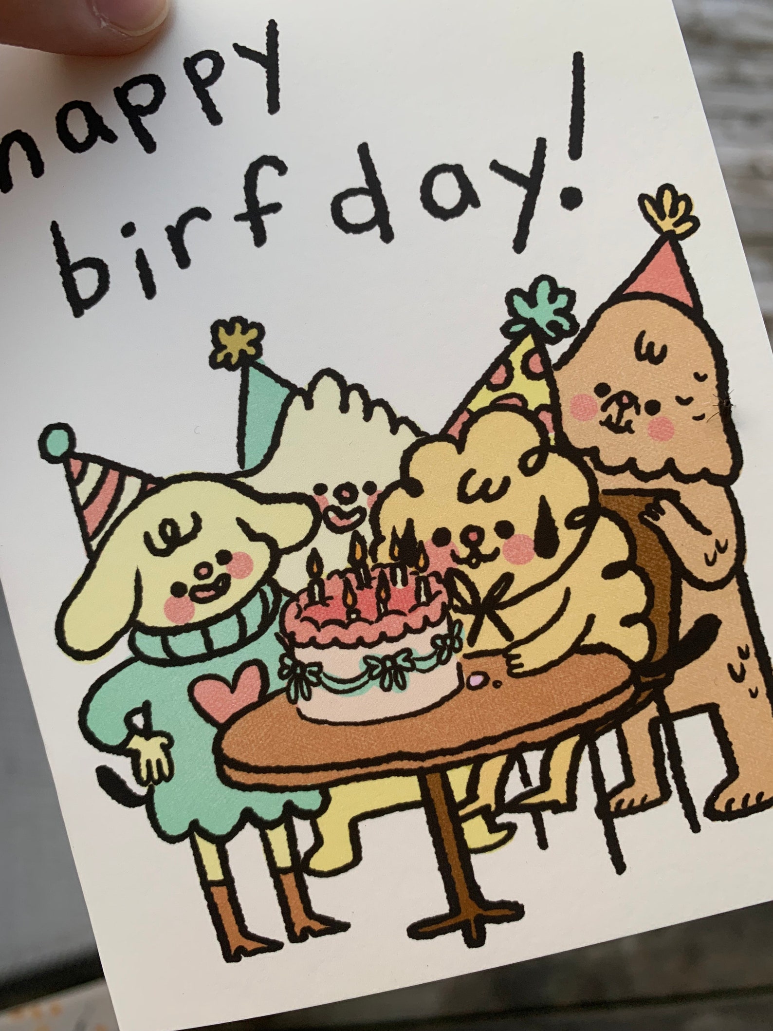 Happy Birfday Illustrated Greeting Card for Birthdays Cute Kawaii Card ...