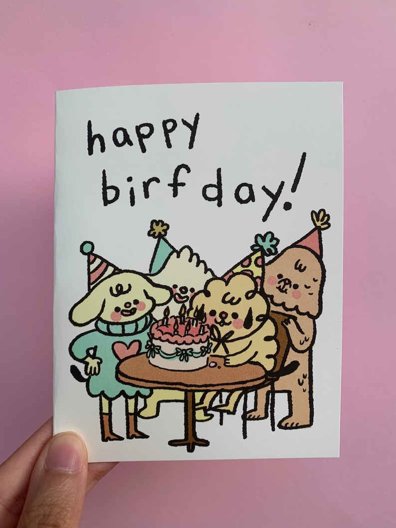 Happy Birfday Illustrated Greeting Card for Birthdays Cute Kawaii Card ...
