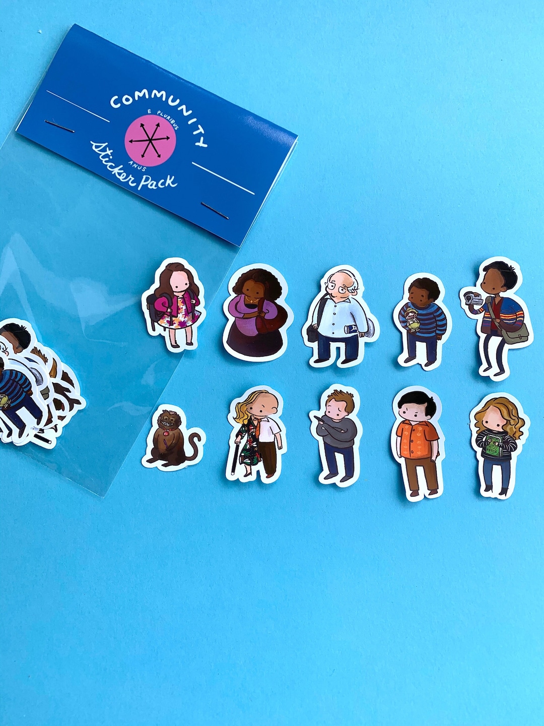 Community TV Show Sticker Pack Abed Nadir, Troy Barnes, Jeff Winger ...