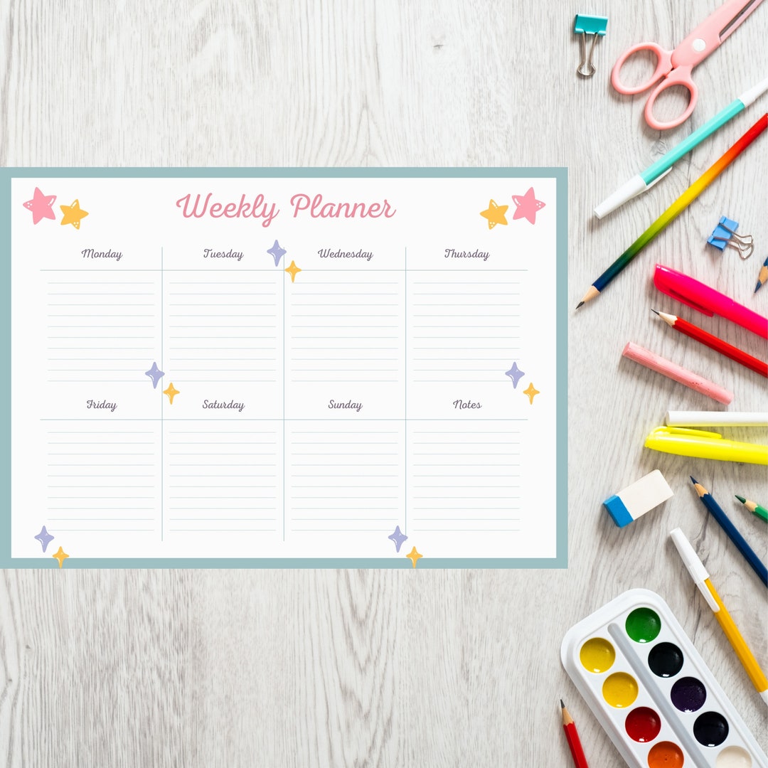 Kids Weekly Planner Printable, Daily Planner for Kids, Homeschool ...