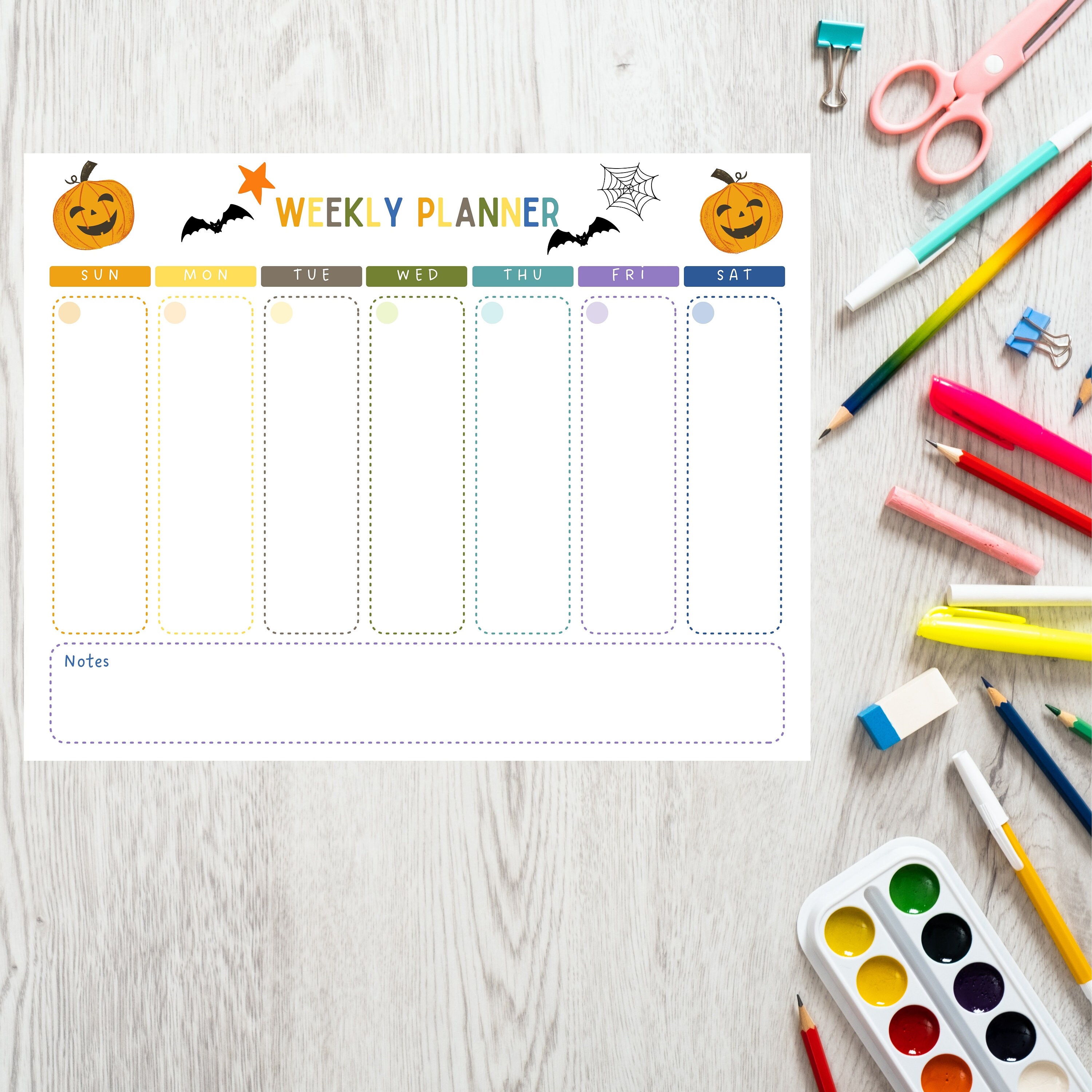 Kids Weekly Planner Printable Halloween Weekly Planner, Halloween ...