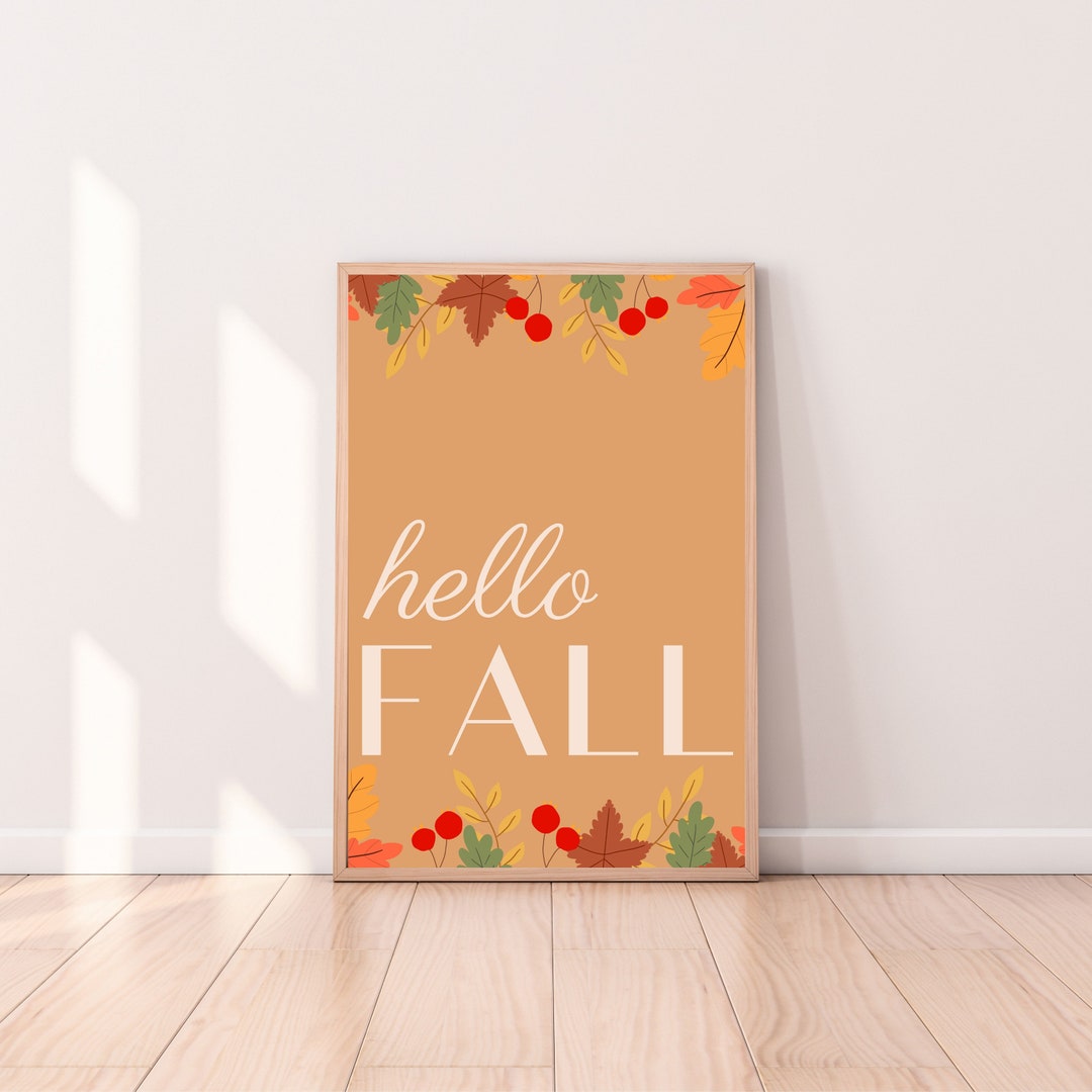 Hello Fall Printable Hello Fall Wall Art Hello Fall Sign - Etsy