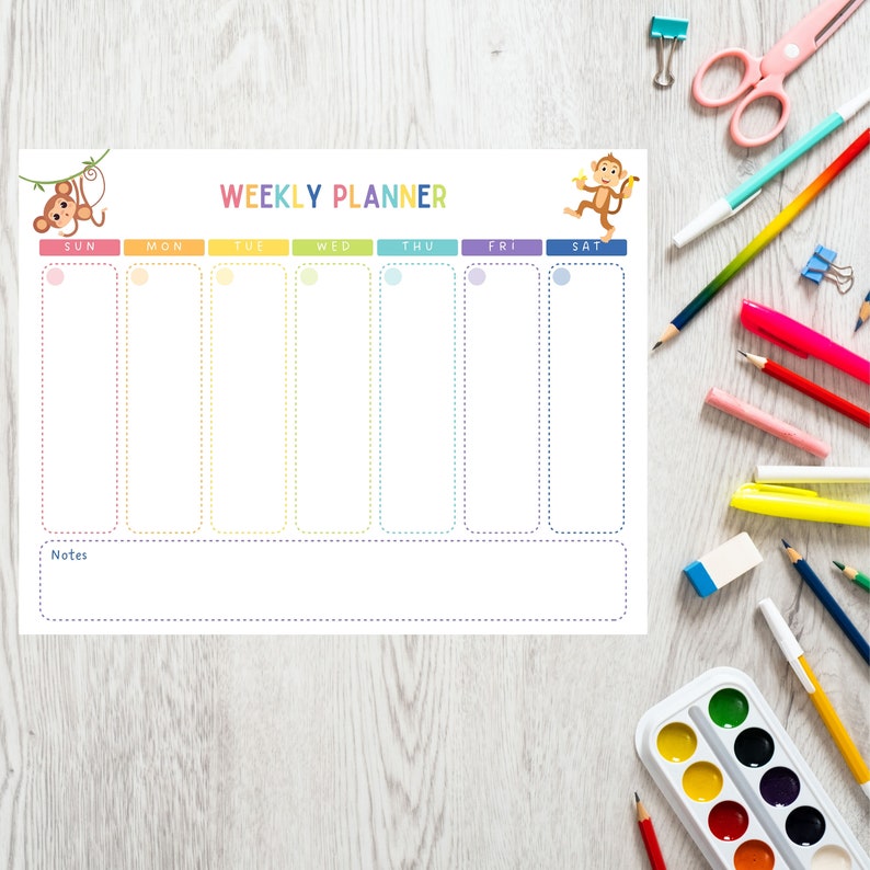 Kids Weekly Planner Printable, Daily Planner, Homeschool Planner ...