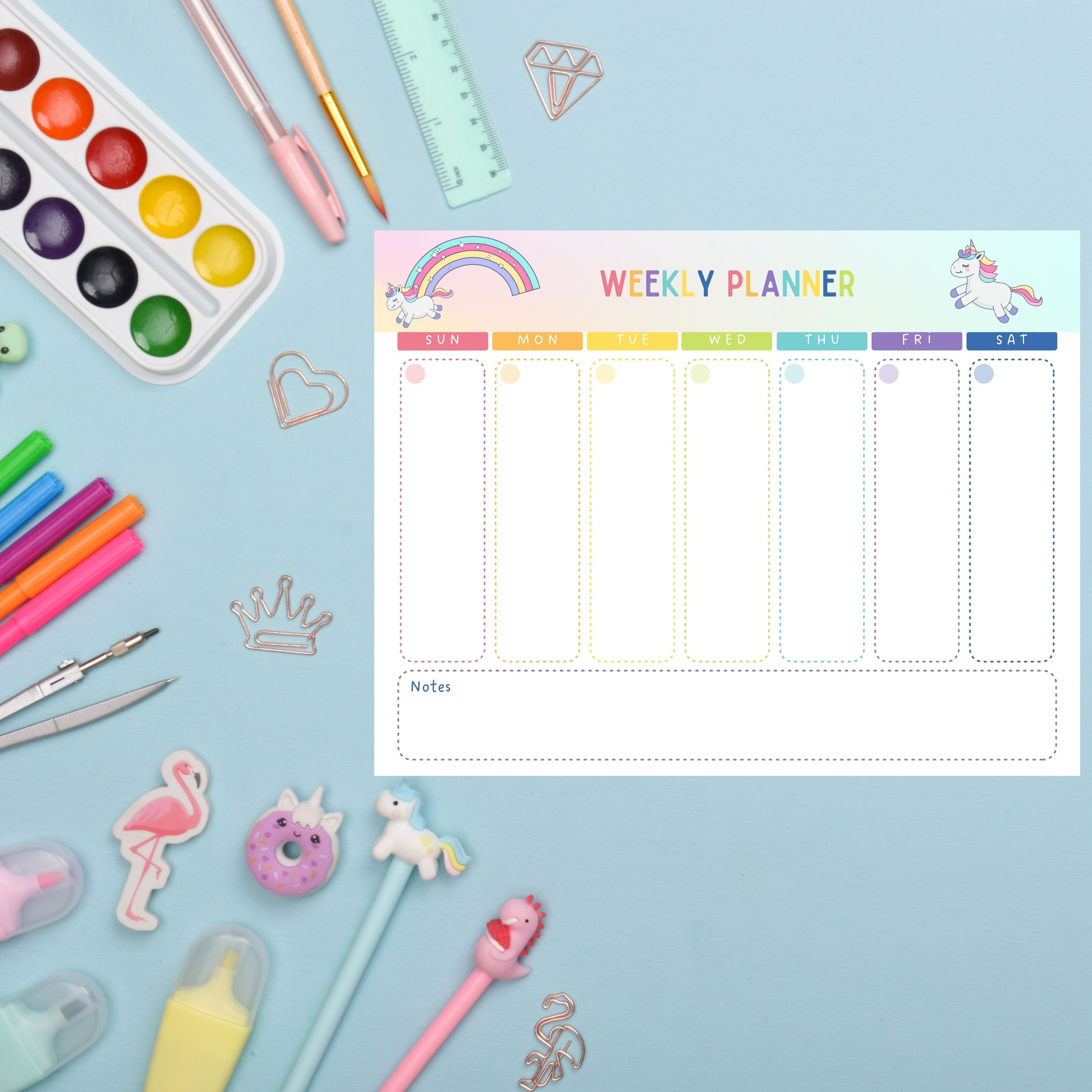 Kids Weekly Planner Printable Unicorn Daily Planner - Etsy