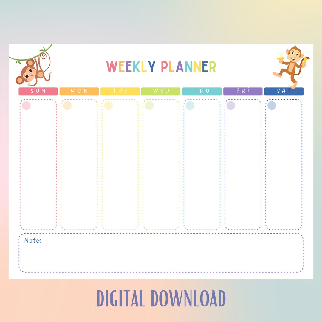 Kids Weekly Planner Printable, Daily Planner, Homeschool Planner ...