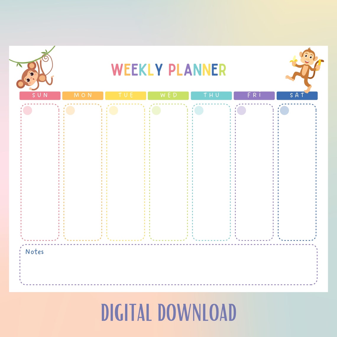Kids Weekly Planner Printable, Daily Planner, Homeschool Planner ...