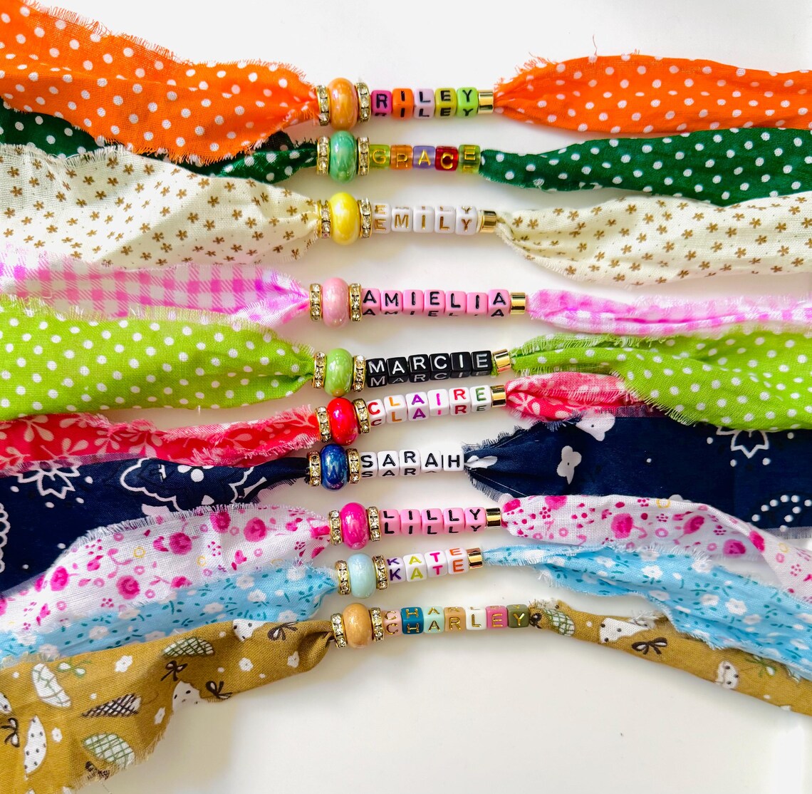 Personalized Fabric Name Bracelet: Acrylic Letter Name, Bearded ...
