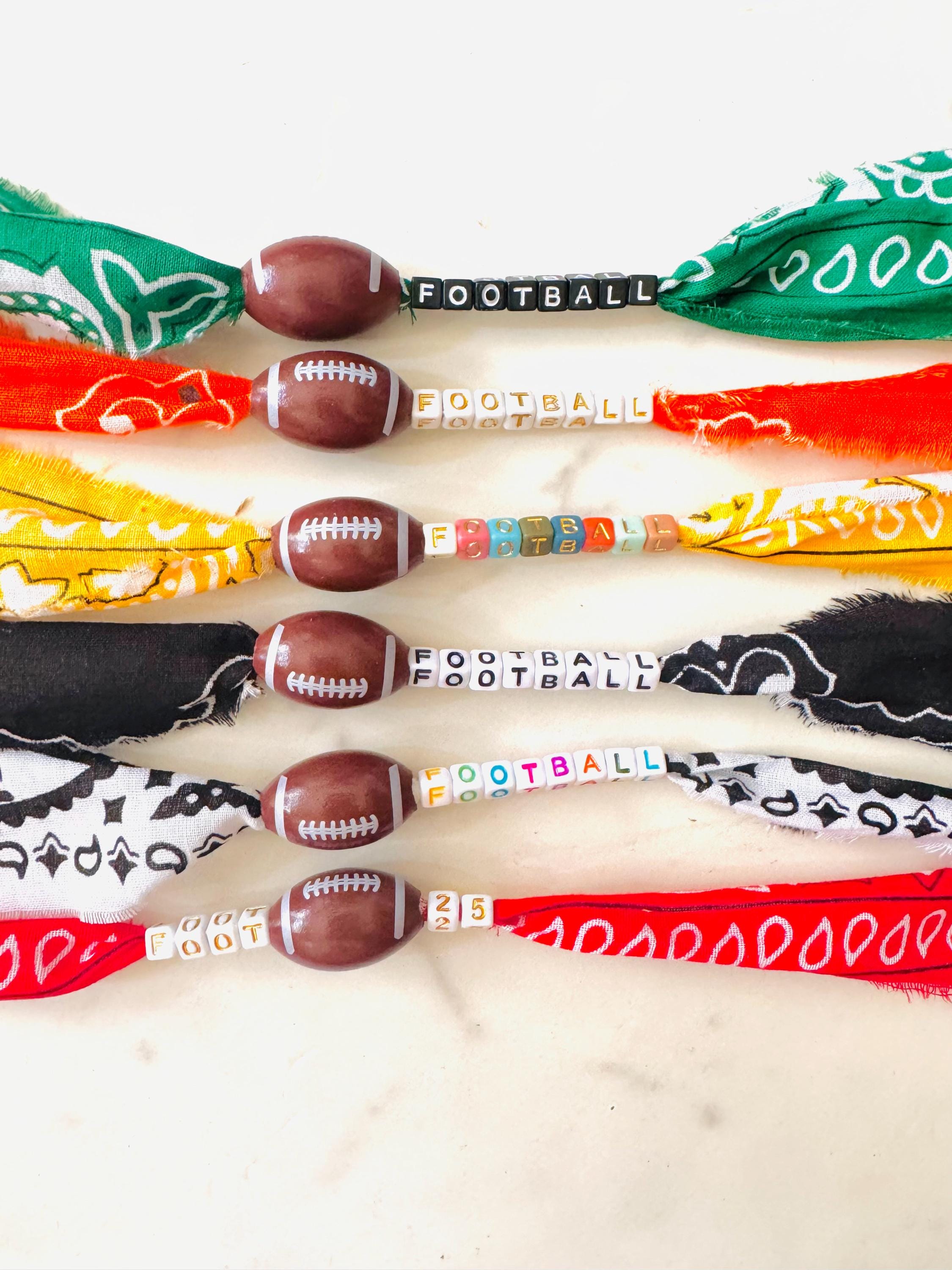 Personalized Football Bandana Bracelet: Gameday Sports Jewelry, Gameday ...