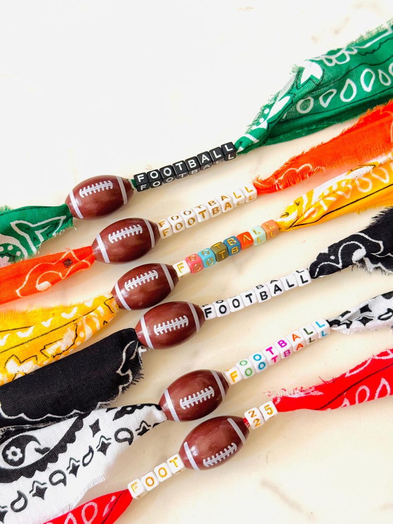 Personalized Football Bandana Bracelet: Gameday Sports Jewelry, Gameday ...