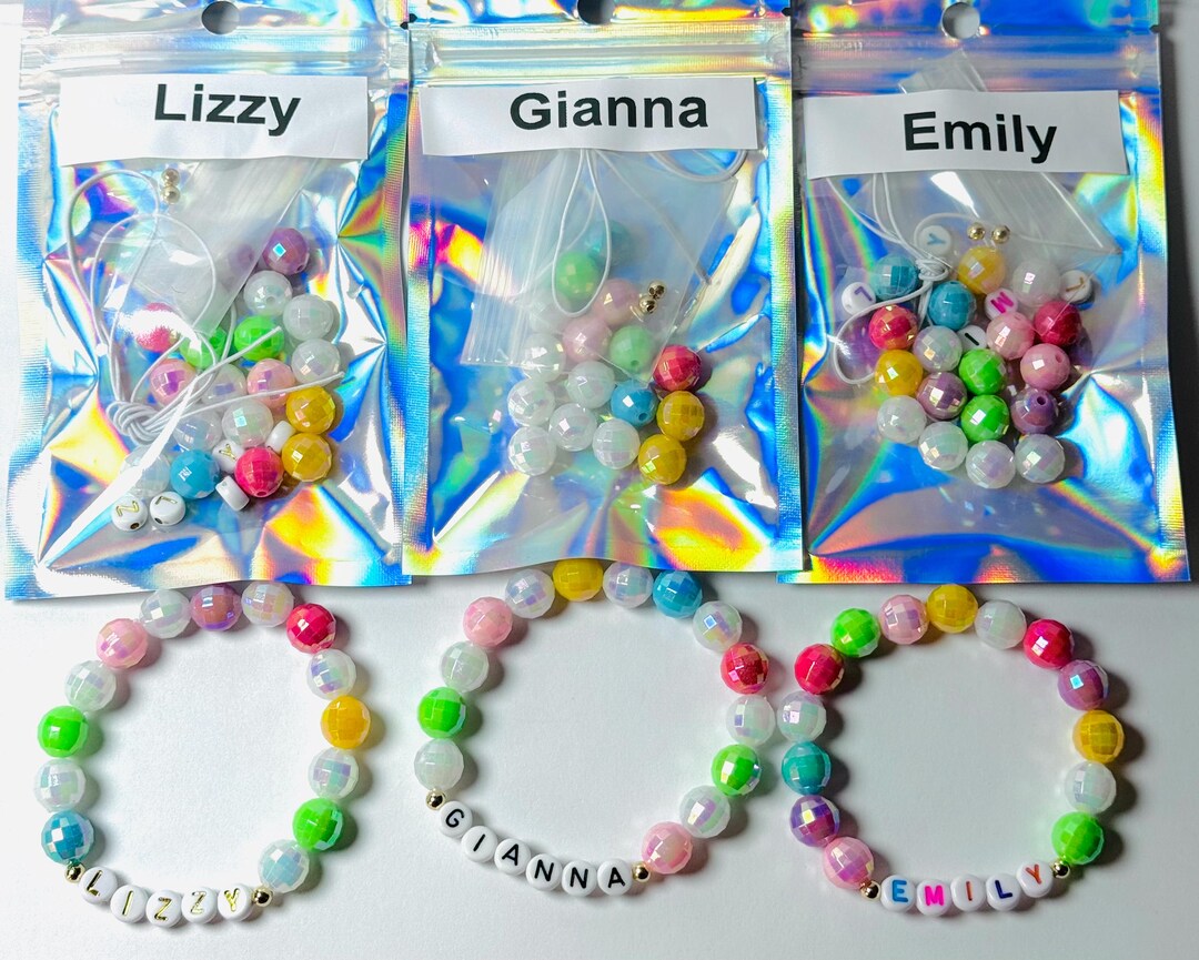 Girls' Birthday Party Bracelet Kit | DIY Name Bracelet, Acrylic Beads ...