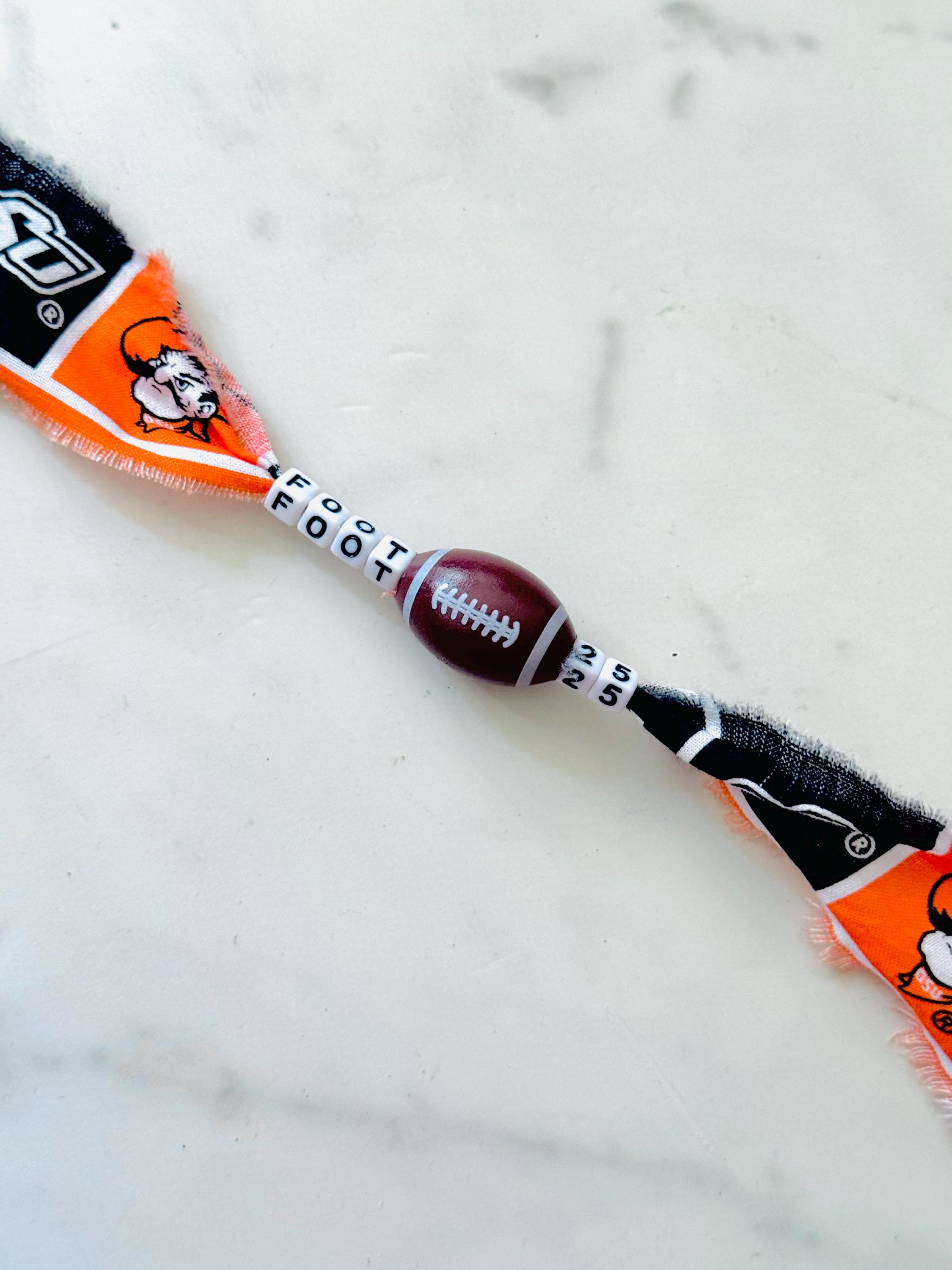 Personalized Football Bandana Bracelet: Gameday Sports Jewelry, Gameday ...