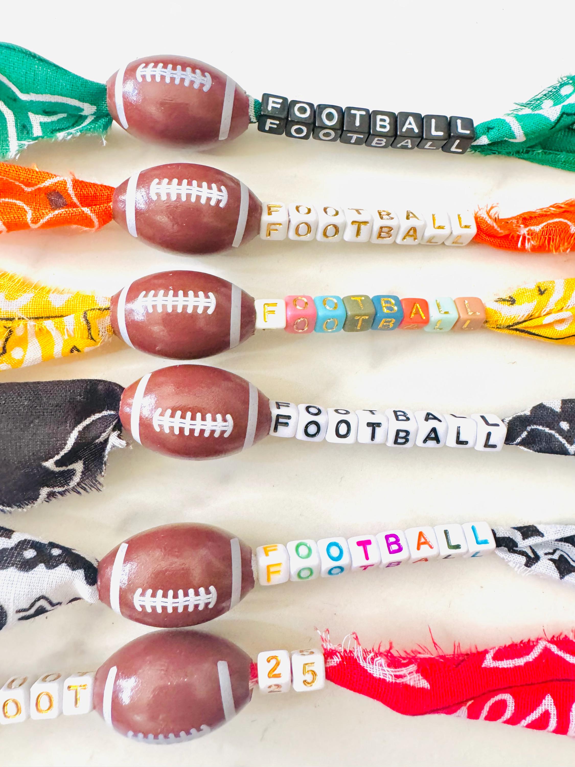 Personalized Football Bandana Bracelet: Gameday Sports Jewelry, Gameday ...