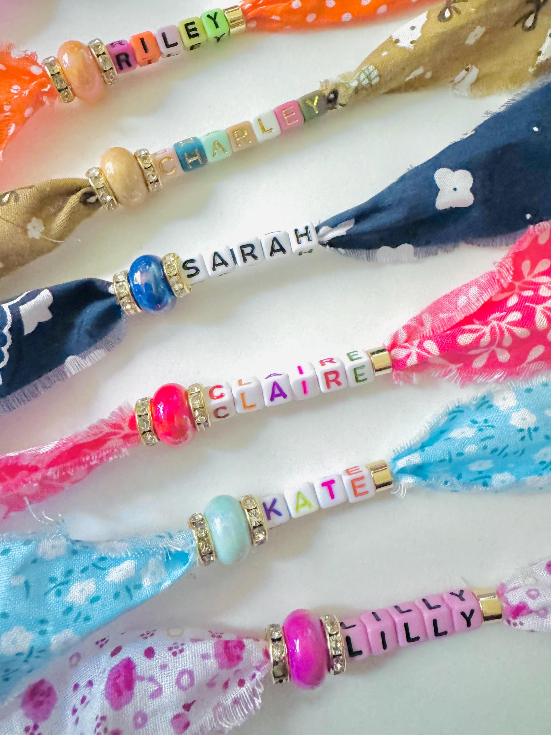 Personalized Fabric Name Bracelet: Acrylic Letter Name, Bearded ...