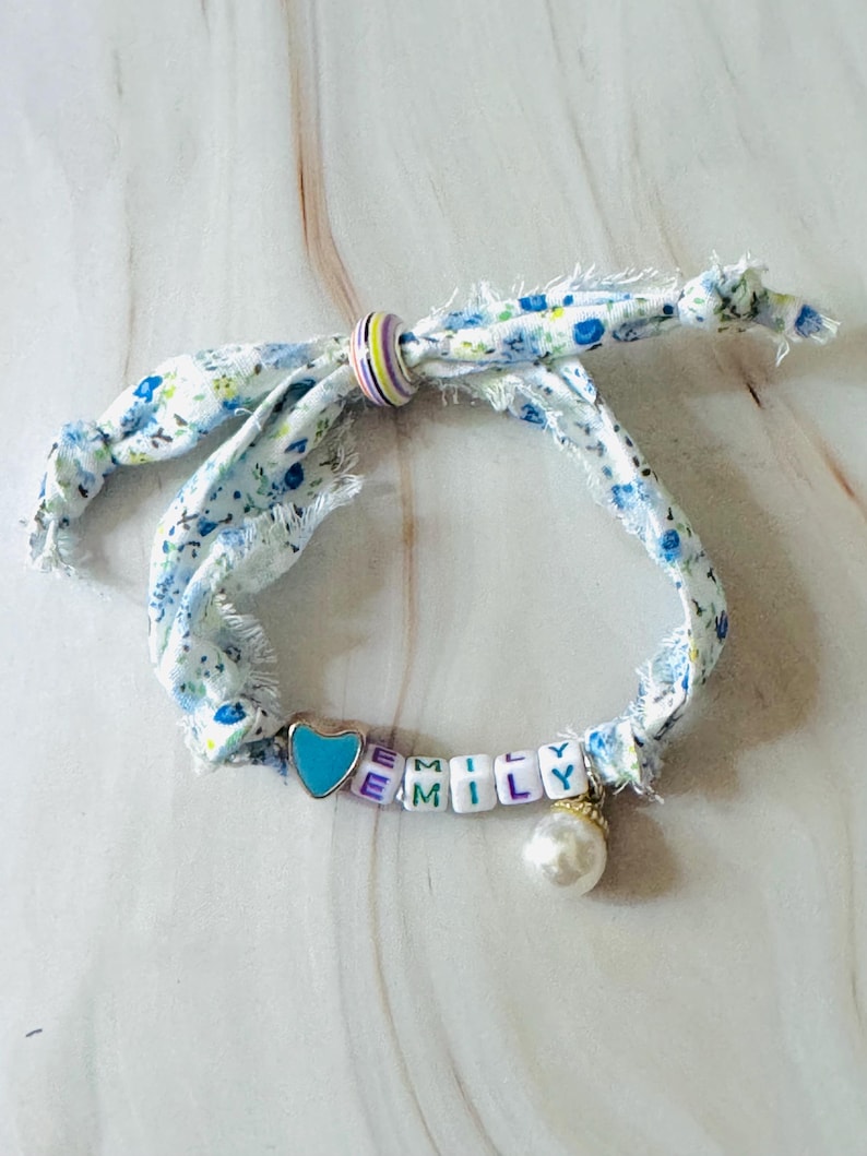 Fabric Name Bracelet | Personalized Fabric Charms Bracelets | Custom Fabric Word Beaded ...