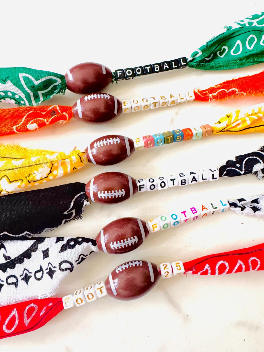 Personalized Football Bandana Bracelet: Gameday Sports Jewelry, Gameday ...