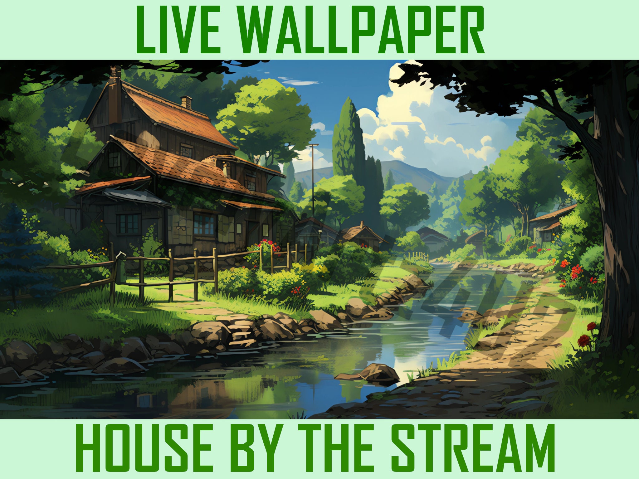 Live Wallpaper of A Beautiful House by the Stream for Desktop Anime ...