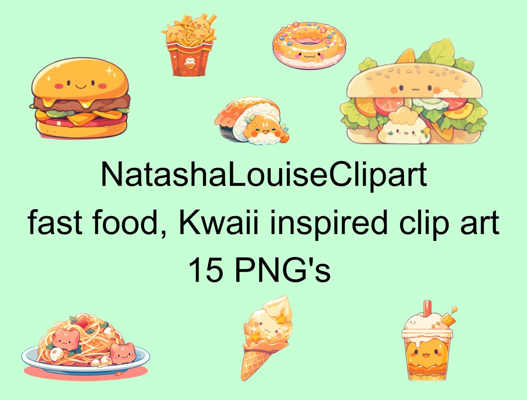 Cute Fast Food Clipart 15 PNG Bundle Super Kwaii Inspired Images ...