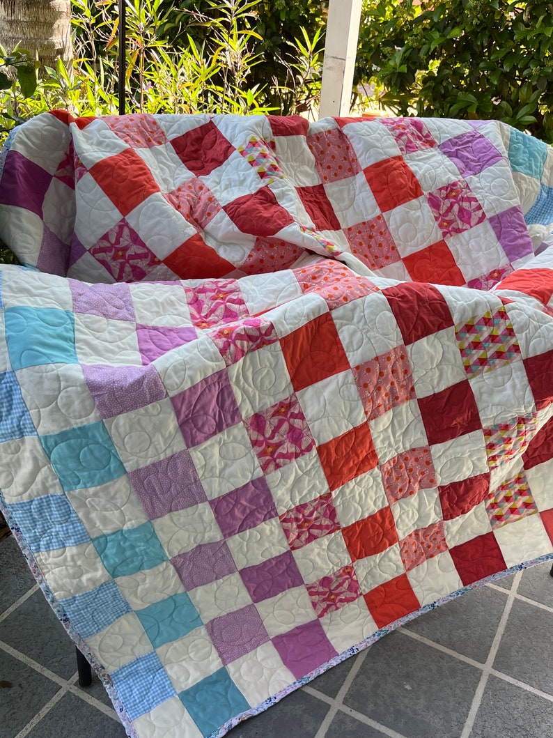 Patchwork Spring Quilt. 70x70 Inches/large Quilt/throw/rainbow/colors ...