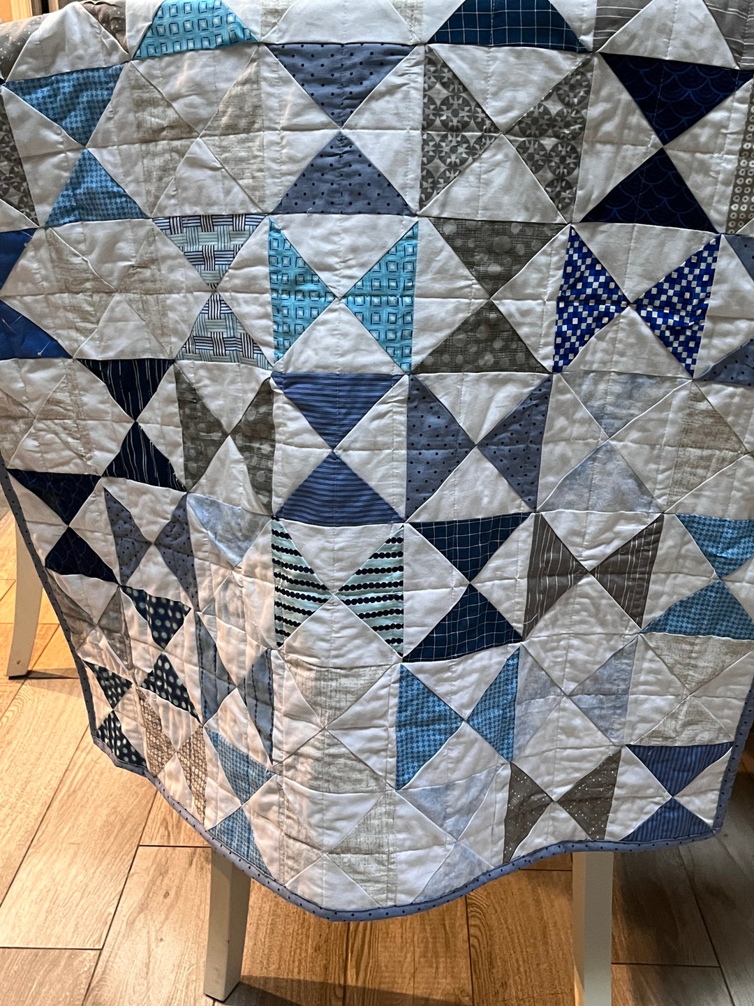 Handmade Baby Boy Quilt: Blue & Gray Patchwork, Shower Gift (33x41.5 Inches) - Etsy