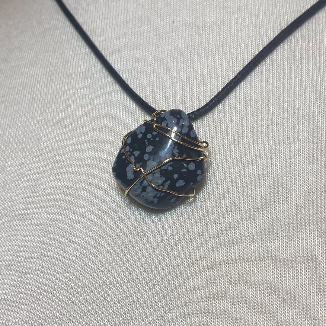 Snowflake Obsidian Pendant - Etsy