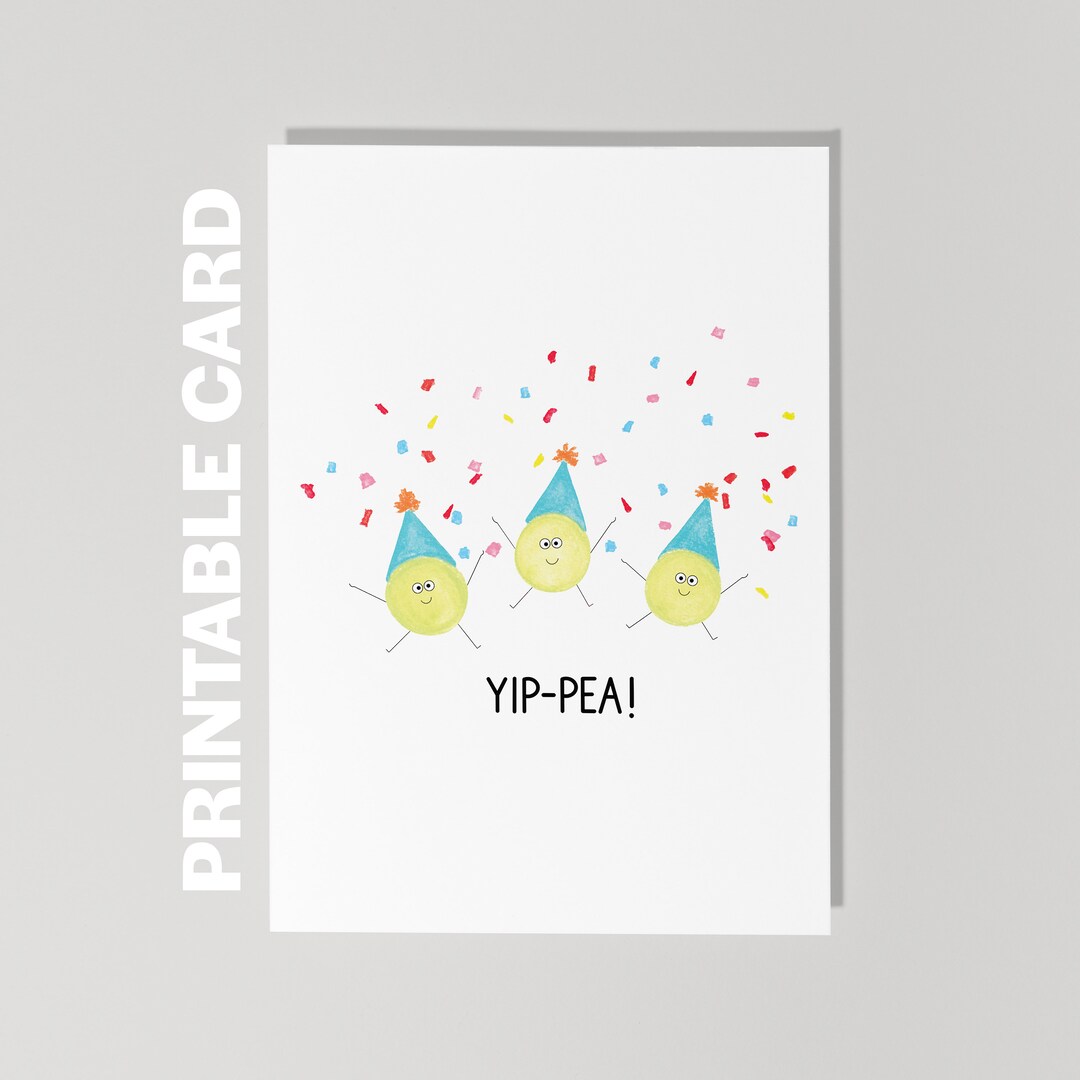 Printable Birthday Card, Funny Birthday Card, Pea Birthday Card, Happy ...