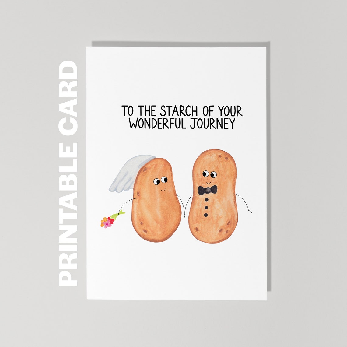 Printable Wedding Card, Potato Wedding Card, to the Start of Your ...