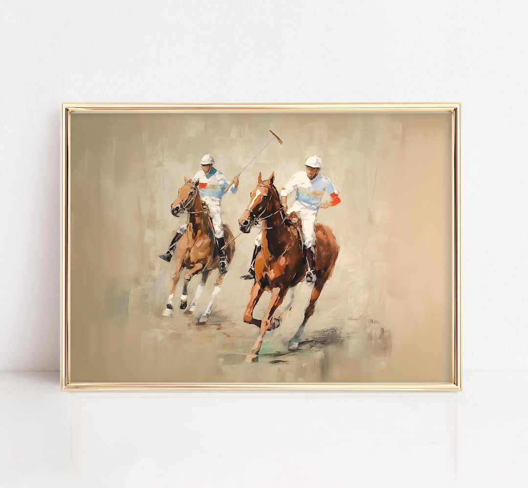 VINTAGE POLO ART Printable, Vintage Polo Players Painting, Polo Fan ...