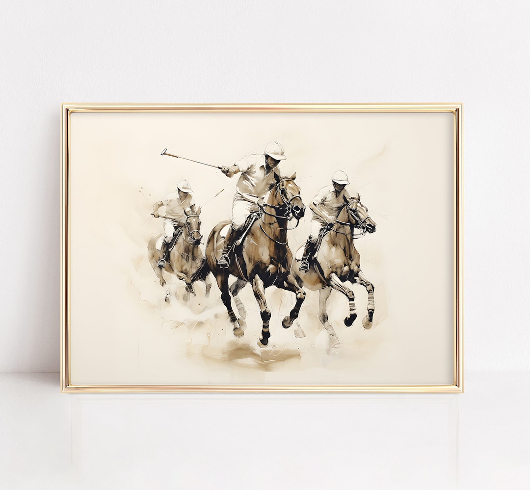 VINTAGE POLO ART Printable, Vintage Polo Players Painting, Polo Fan ...