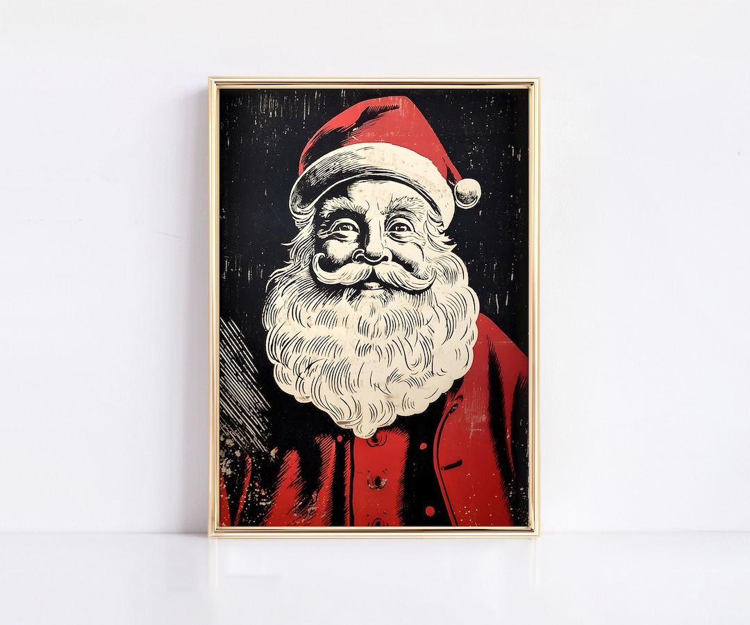 VINTAGE SANTA PRINT, Holiday Decor, Printable Vintage Santa, Retro ...