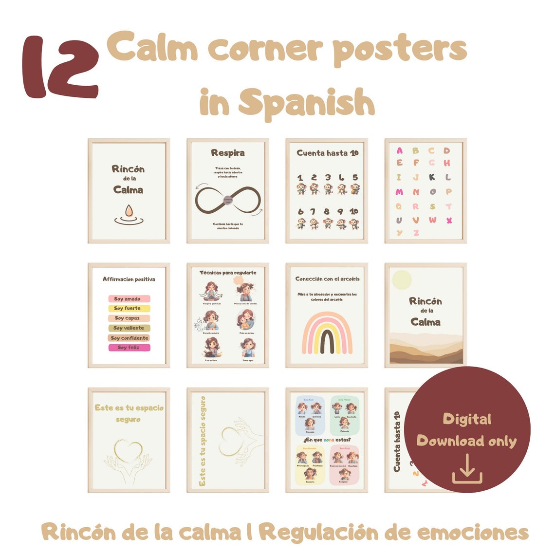 Calm Corner Posters in Spanish, Posters Del Rincón De La Calma. Instant ...