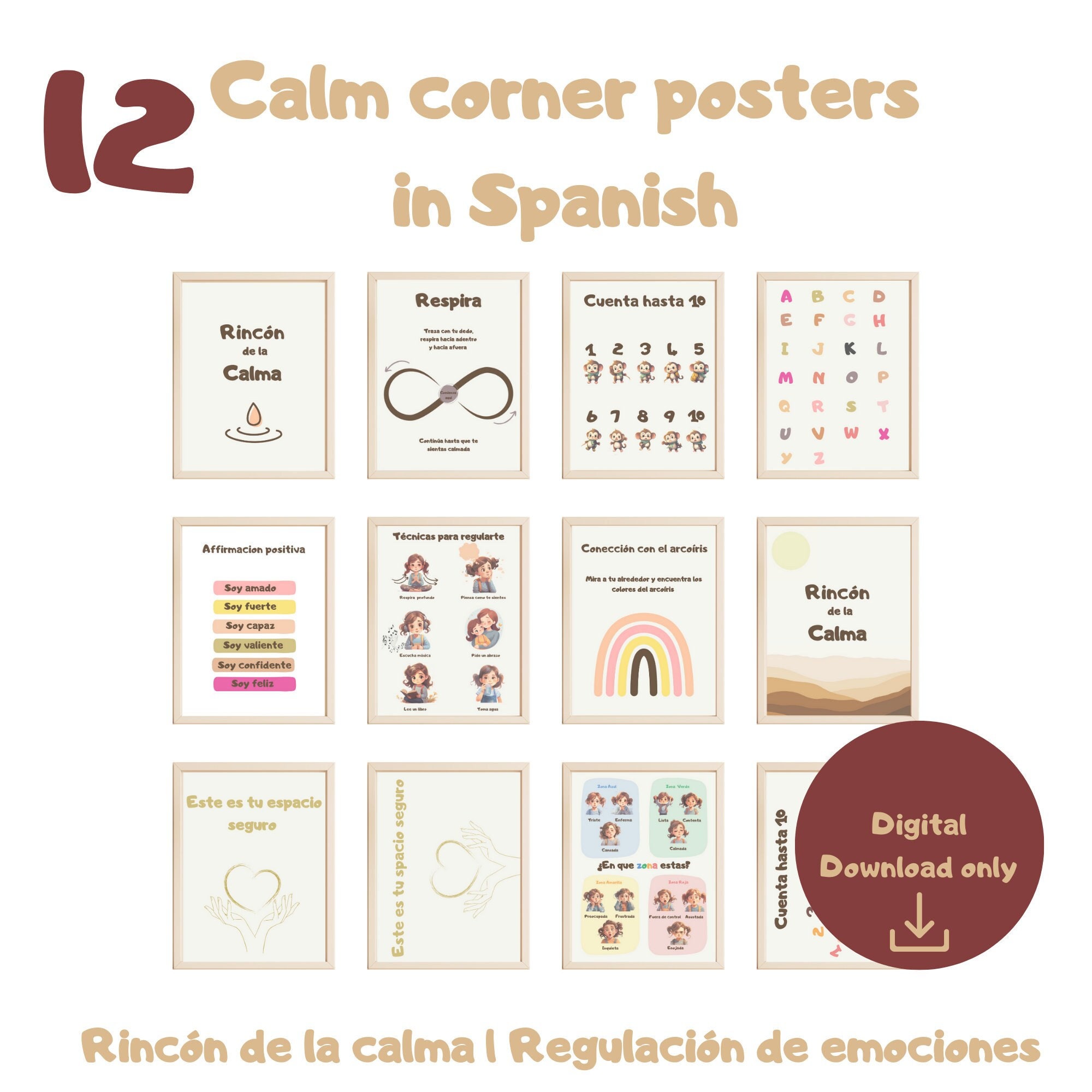 Calm Corner Posters in Spanish, Posters Del Rincón De La Calma. Instant ...