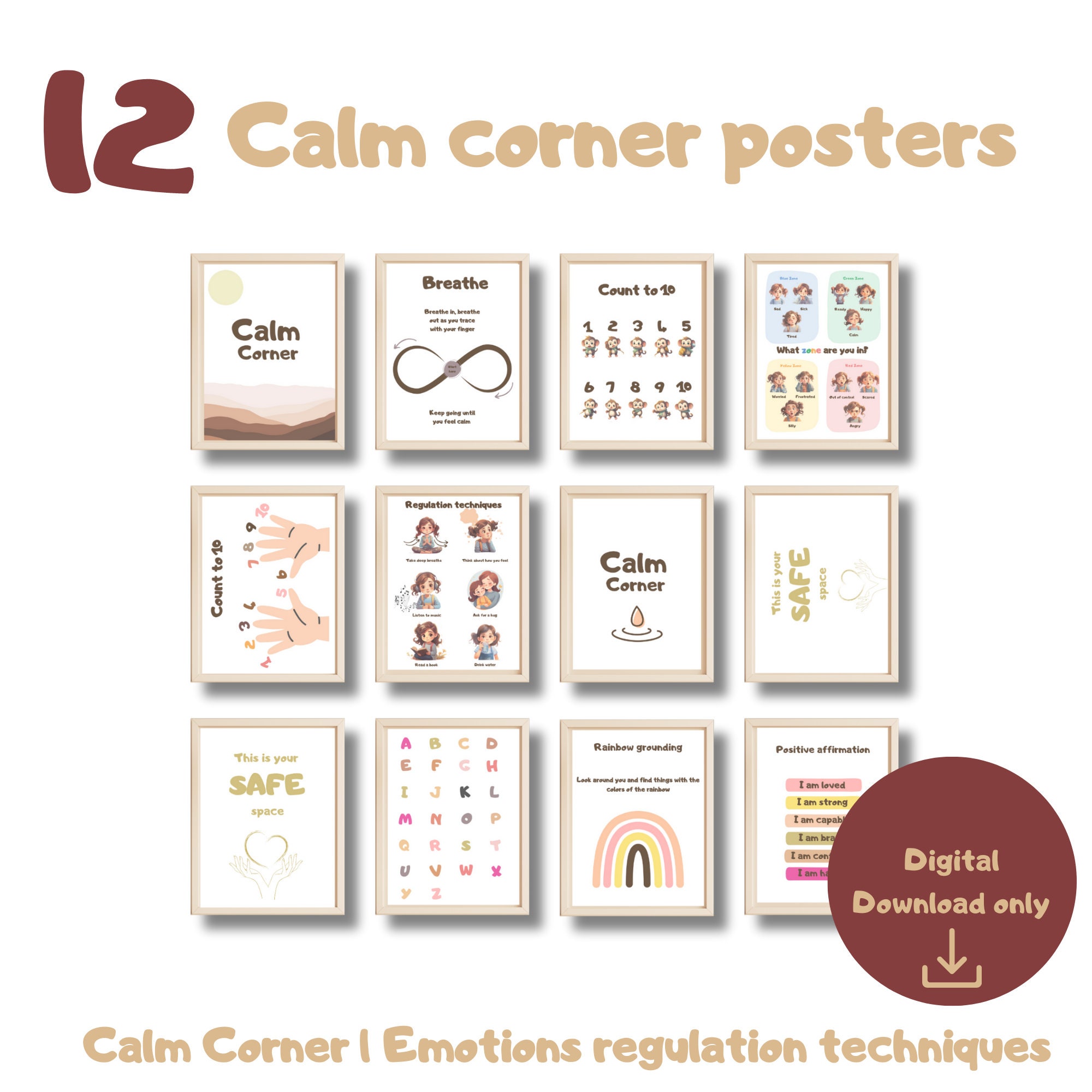 Calm Corner Posters Emotion Regulation Techniques for Your Child - Etsy