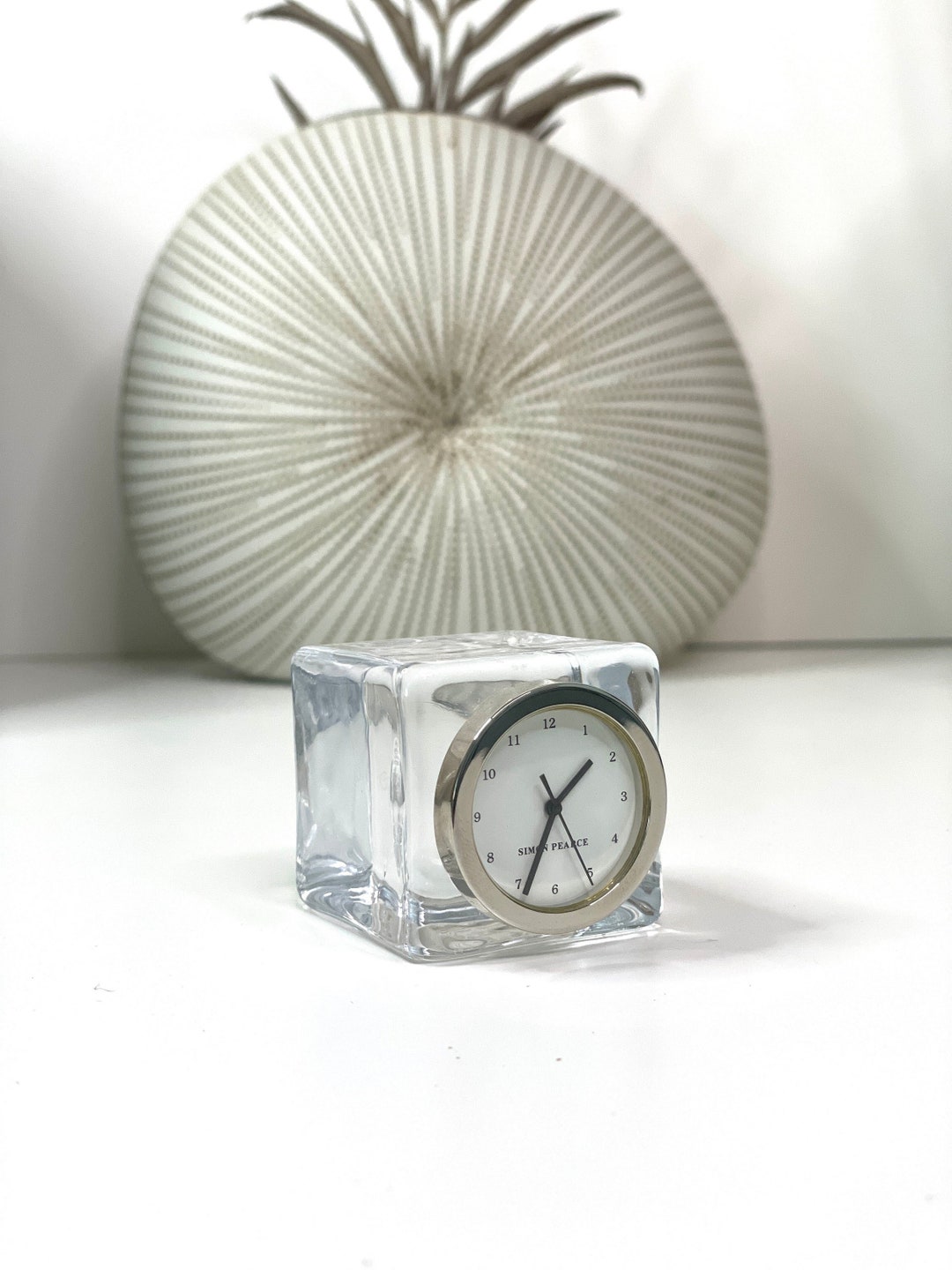 Simon Pearce Ice Cube Clock Square Glass Clock Desk Clock Gift - Etsy