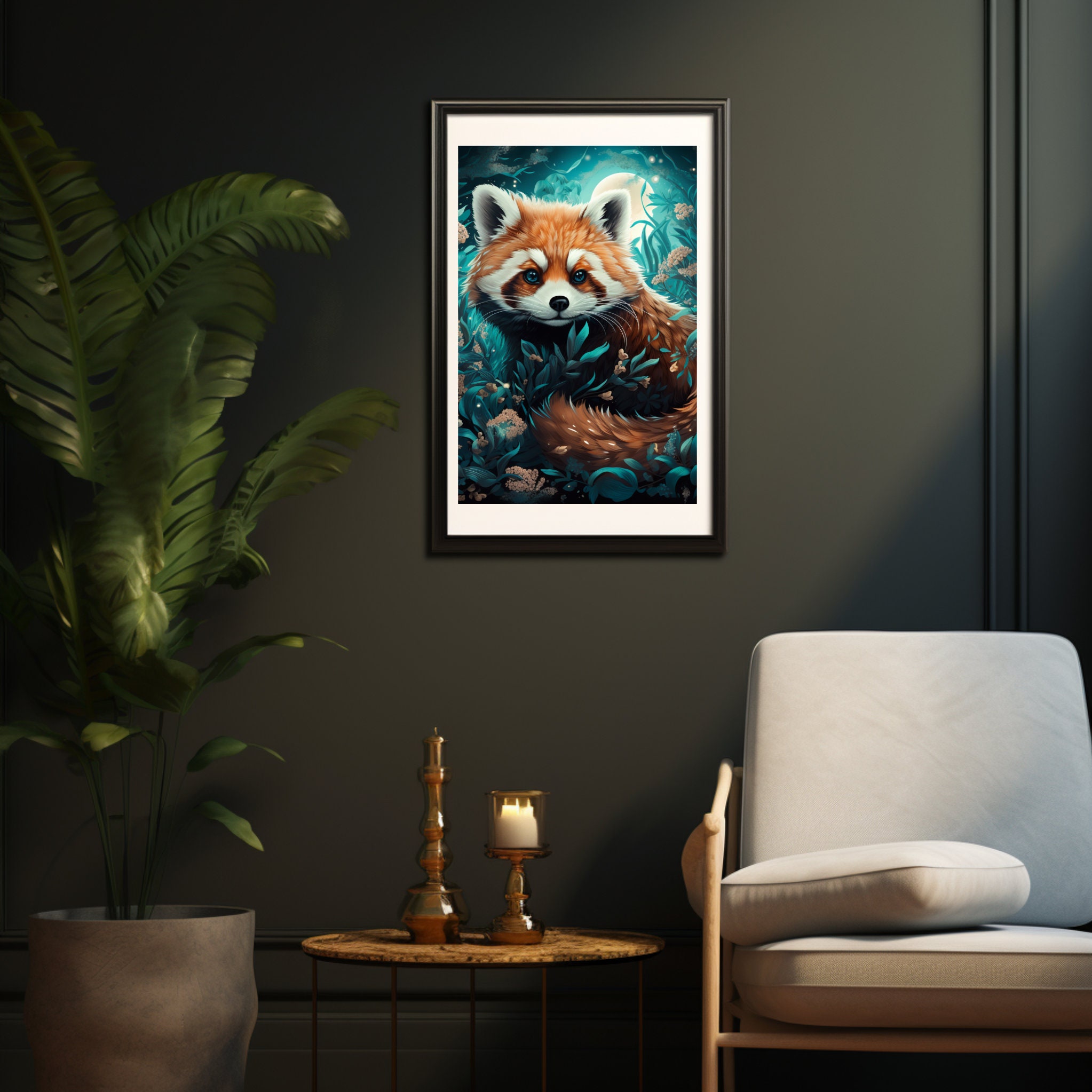 Cute Red Panda Digital Wall Art, Digital Print of a Red Panda With ...