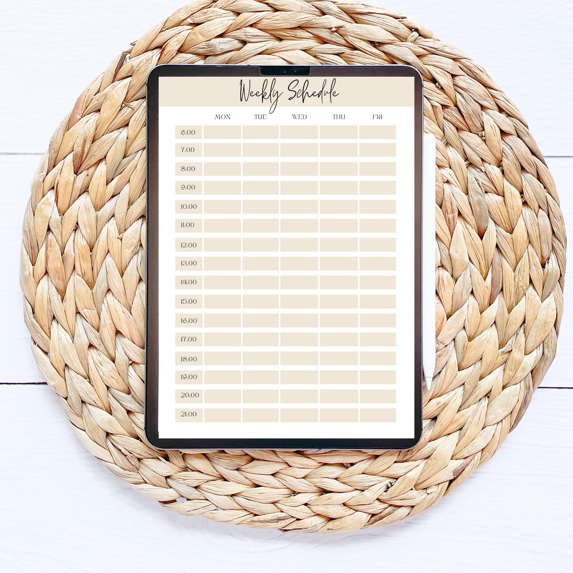 Hourly Planner, Printable Weekly Planner, Neutral Aesthetic Daily ...