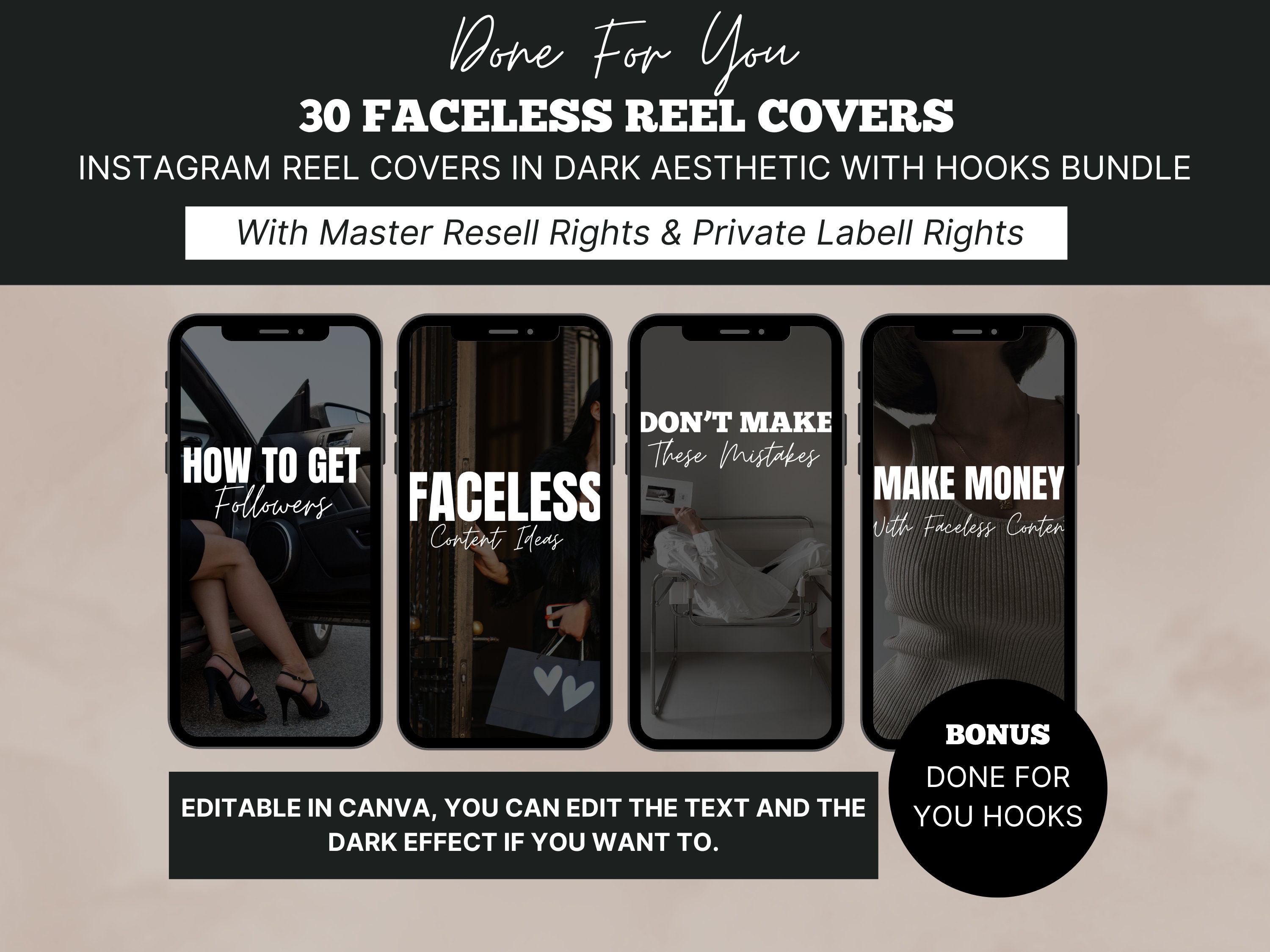 Instagram Reel Covers With Hooks for Faceless Digital Marketing With ...