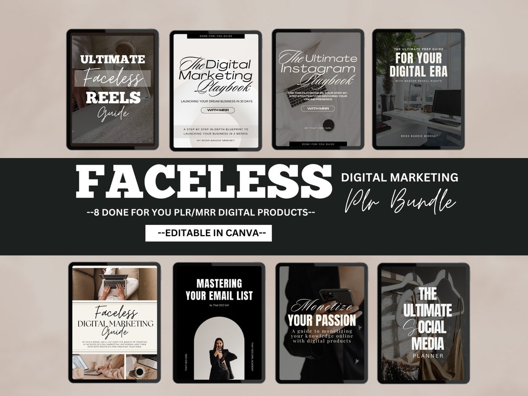 Faceless Digital Marketing PLR Bundle, Done for You Digital Guides With ...