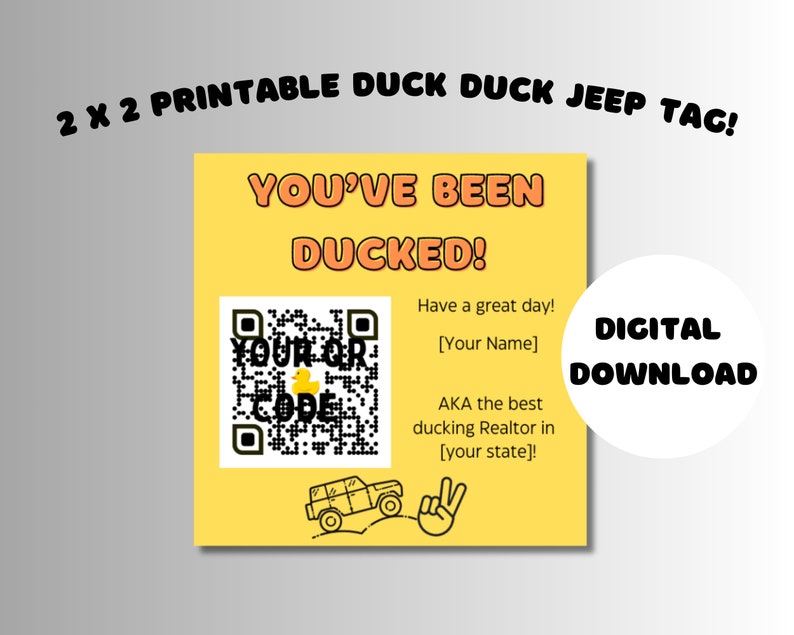 Duck Duck Jeep Tag: Realtor QR Code (digital Download) - Etsy