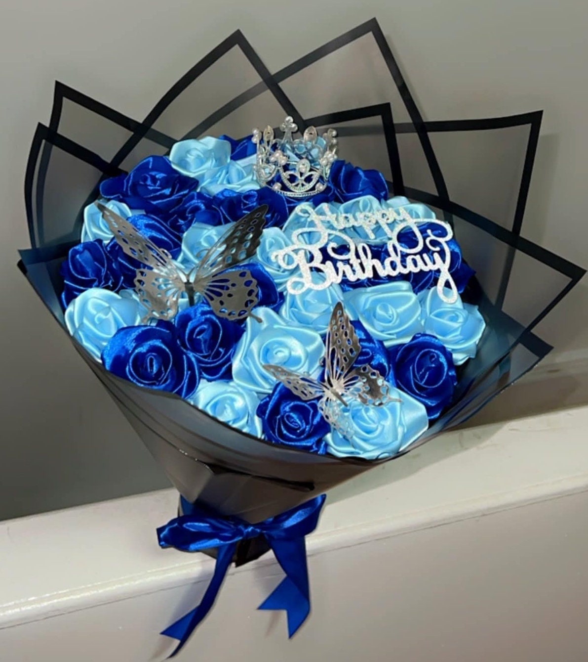 Eternal Flowers With Glitter and Customized Ribbon - Etsy