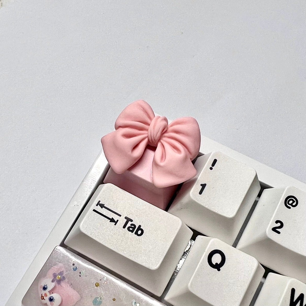 Pink Bow Artisan Cute Keycap for Mechanical Keyboardcustom Keycapoem ...